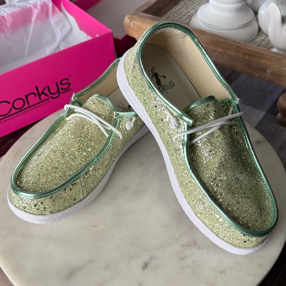 Corkys | Shoes | Corkys Light Green Glitter Kayak Shoes New | Poshmark